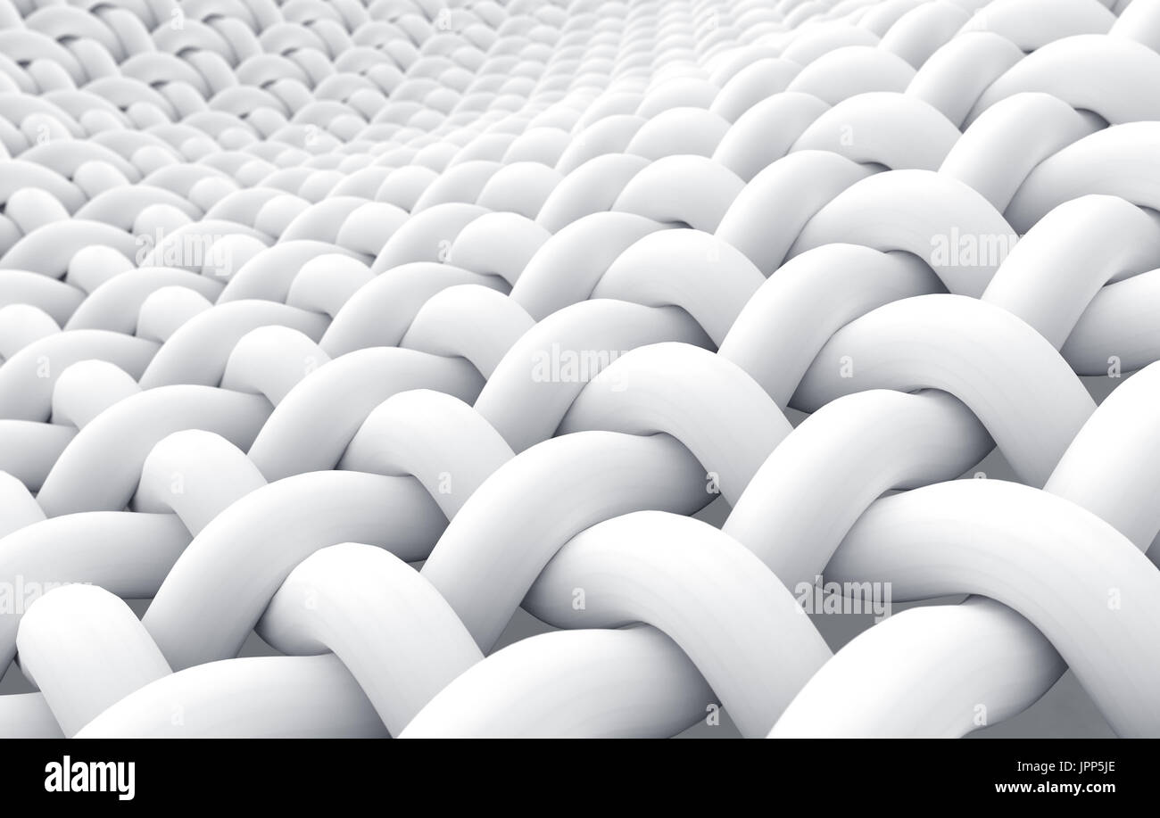 Close up look at interlaced fiber, curved fiber with smooth surface, 3d ...
