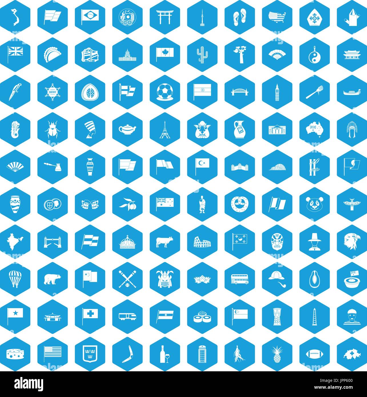 100 national flag icons set blue Stock Vector Image & Art - Alamy