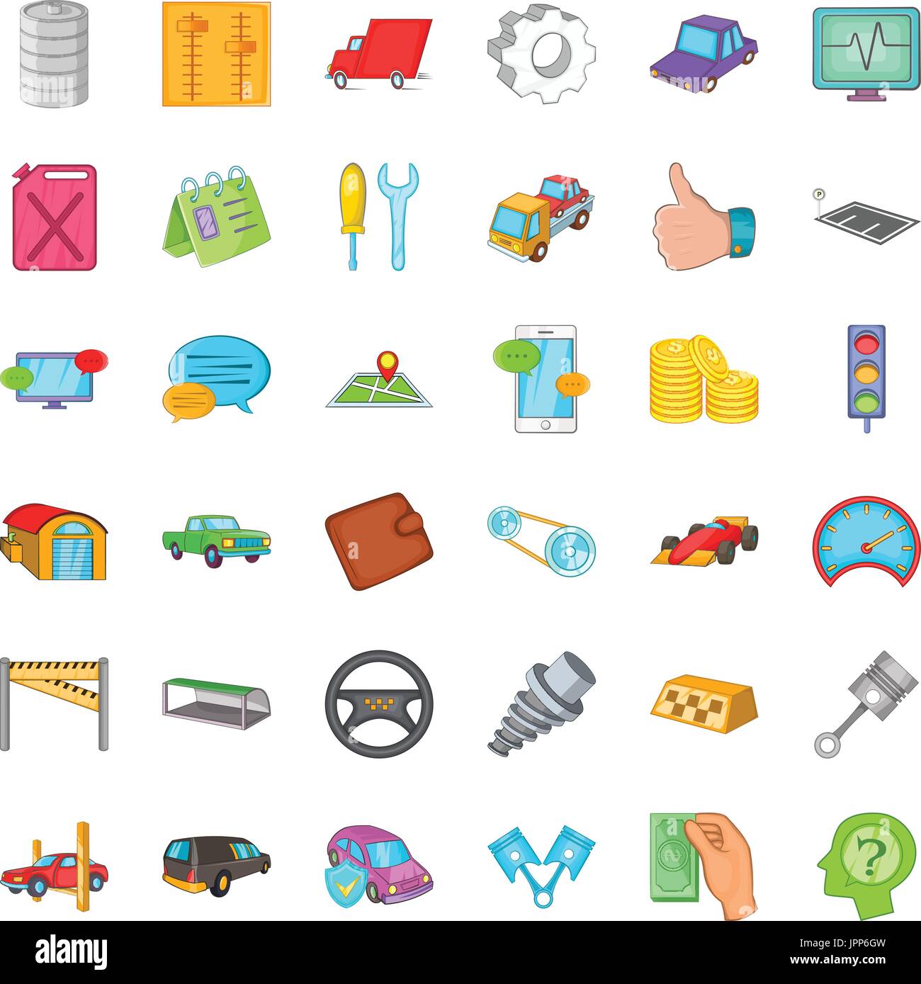 Working car icons set, cartoon style Stock Vector Image & Art - Alamy