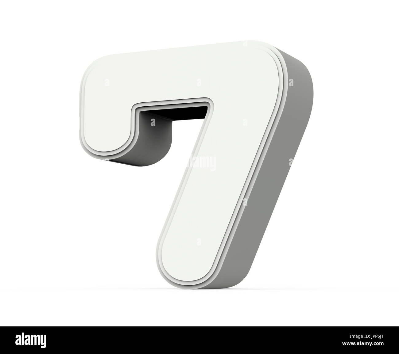 right tilt white number 7, 3D rendering graphic isolated on white ...