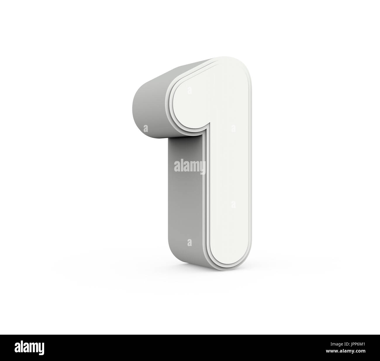 left tilt white number 1, 3D rendering graphic isolated on white ...