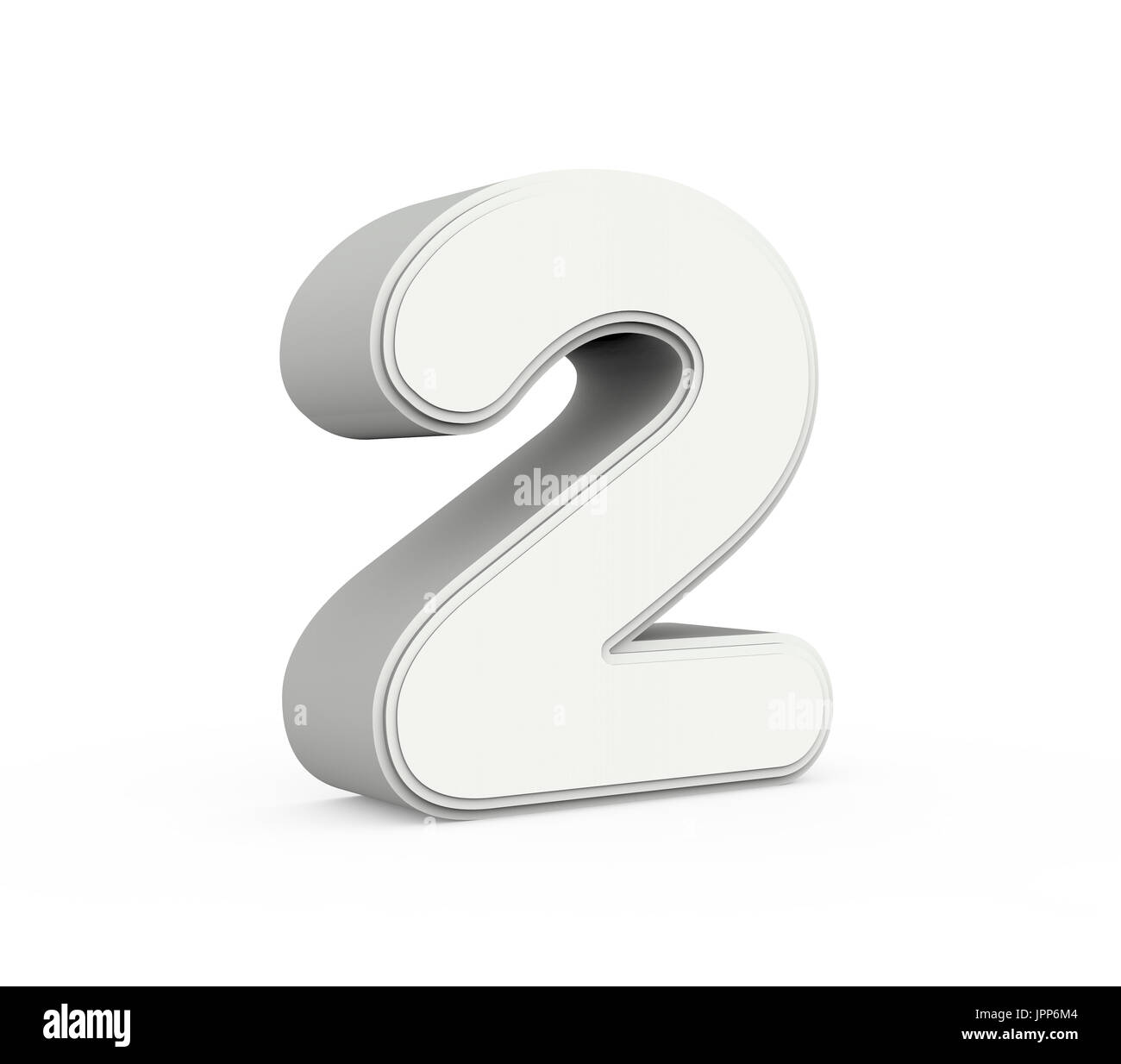 left tilt white number 2, 3D rendering graphic isolated on white ...