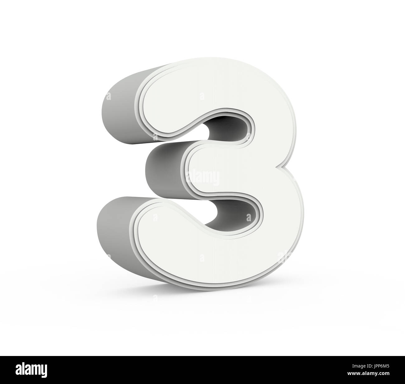 left tilt gray number 3, 3D rendering graphic isolated on white ...