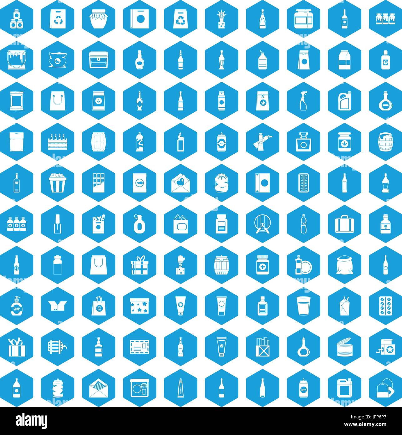 100 packaging icons set blue Stock Vector Image & Art - Alamy