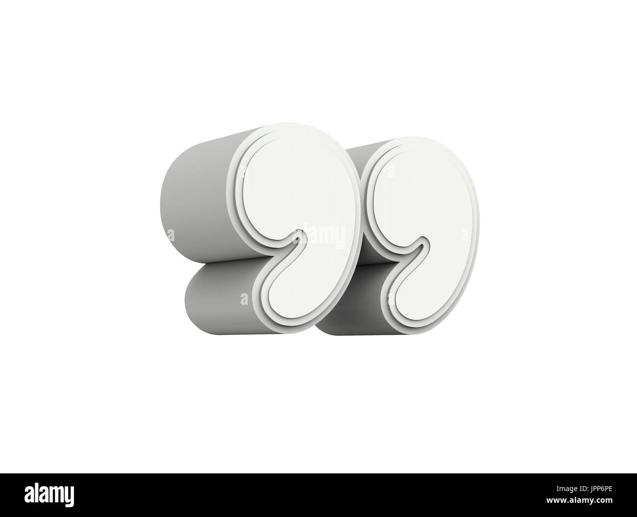 left tilt gray quotation mark, 3D rendering graphic isolated on white ...