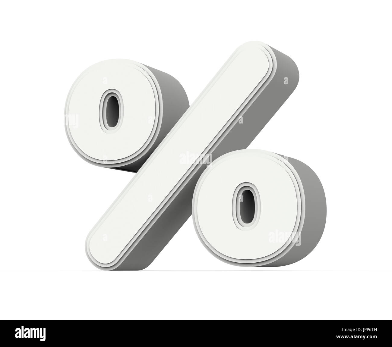 white percent mark, 3D rendering graphic isolated on white background ...