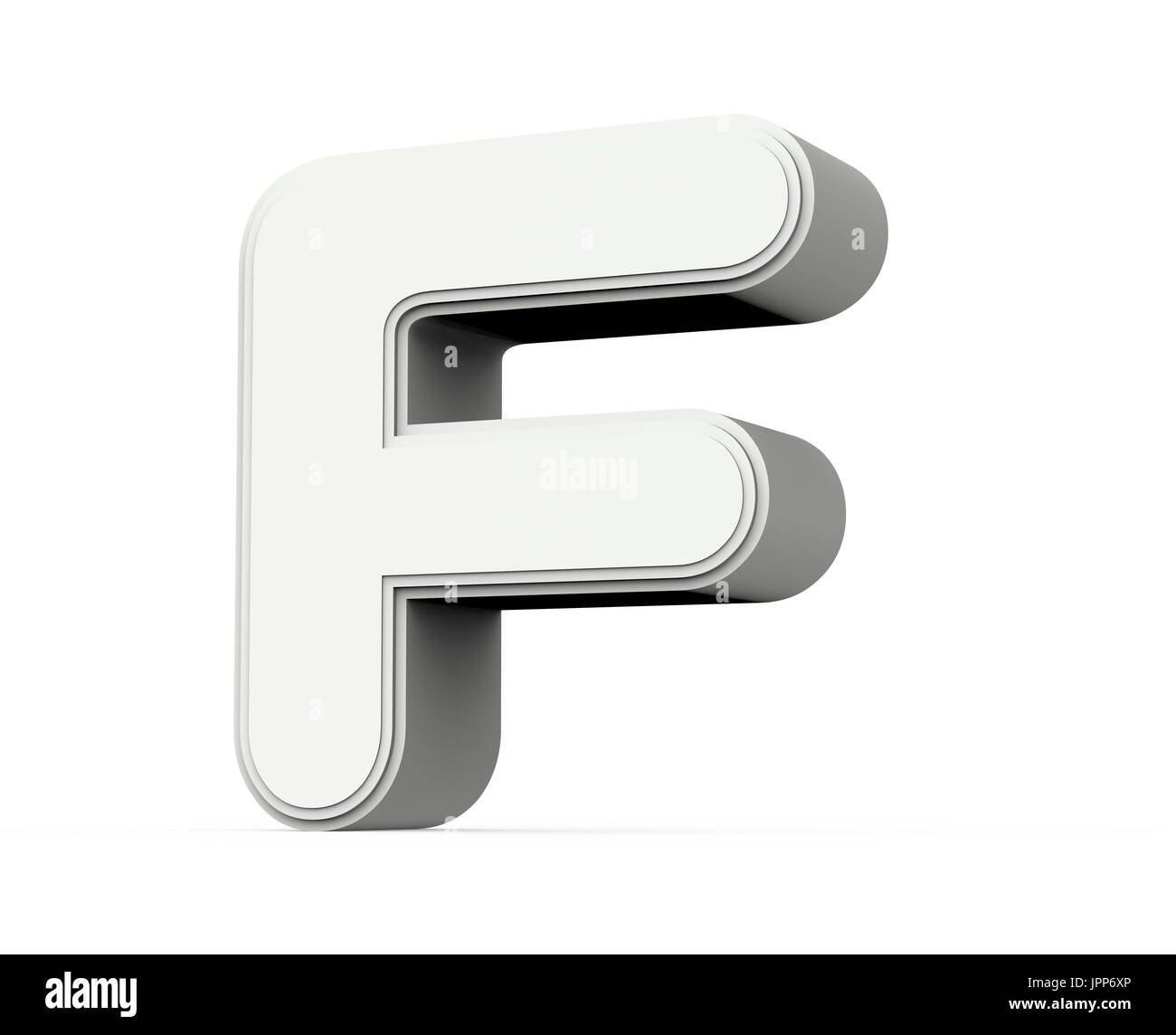 right tilt white letter F, 3D rendering graphic isolated on white ...