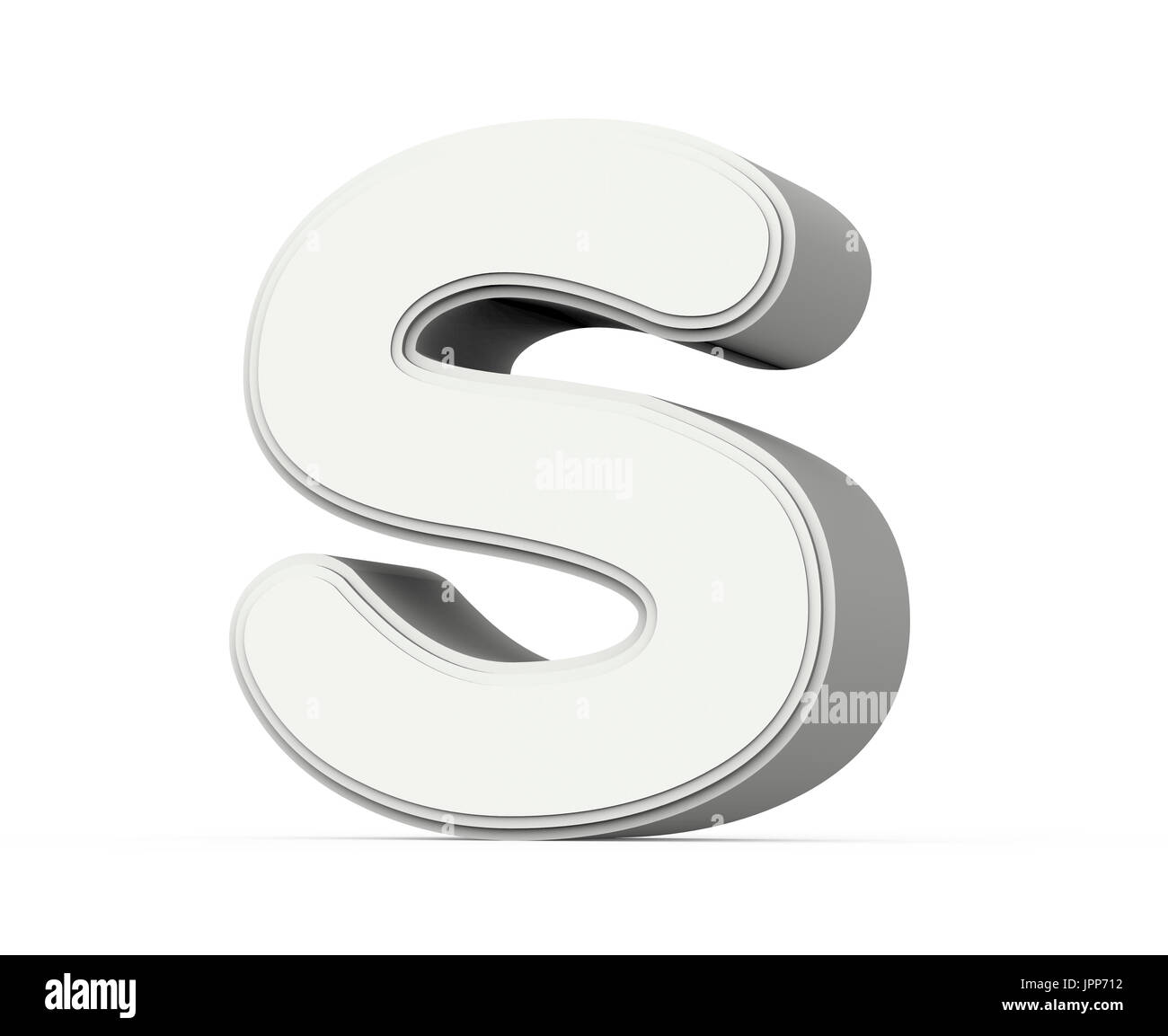 right tilt white letter S, 3D rendering graphic isolated on white ...
