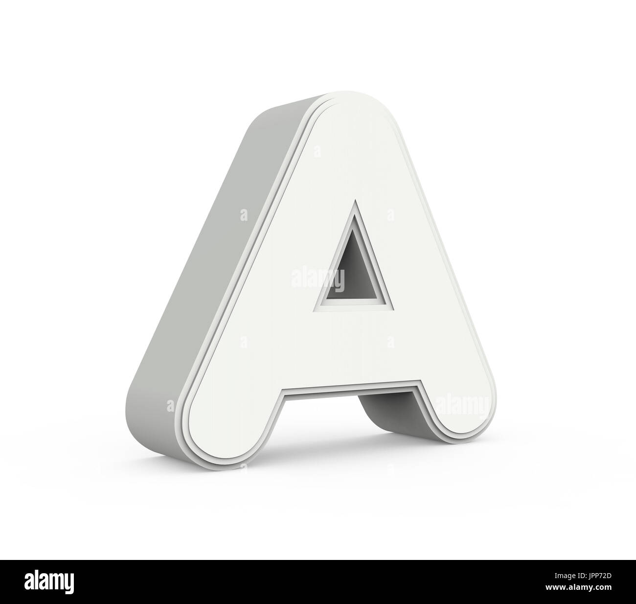 left tilt white letter A, 3D rendering graphic isolated on white ...