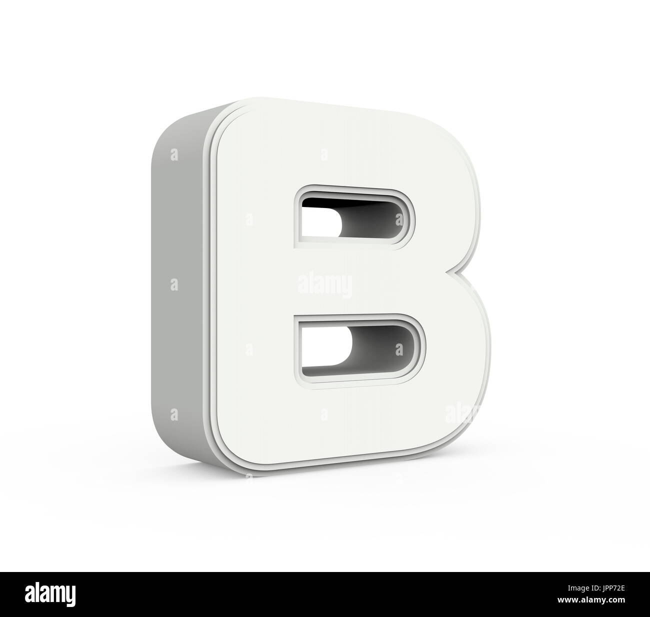 left tilt white letter B, 3D rendering graphic isolated on white ...