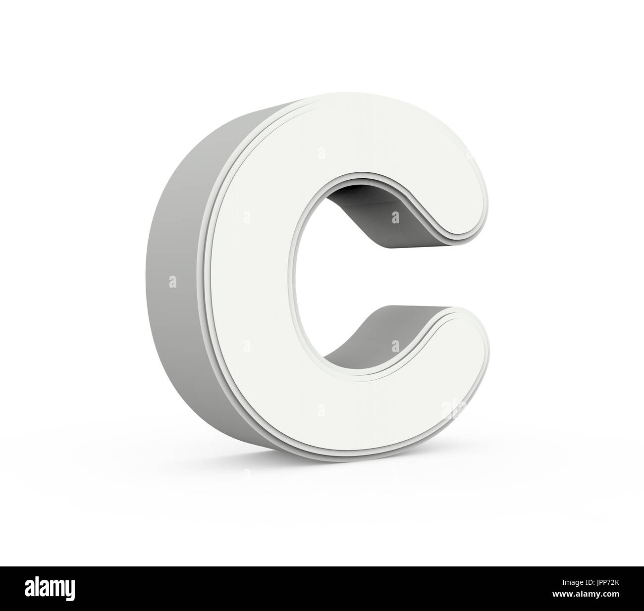 left tilt white letter C, 3D rendering graphic isolated on white ...