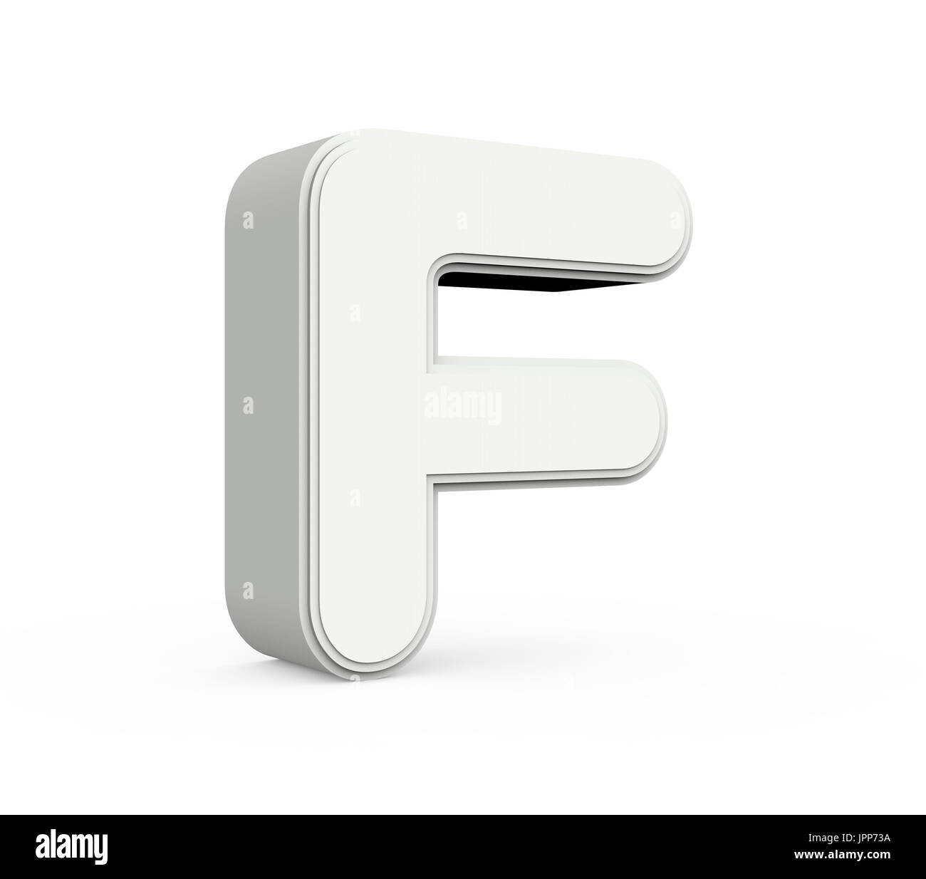 left tilt white letter F, 3D rendering graphic isolated on white ...
