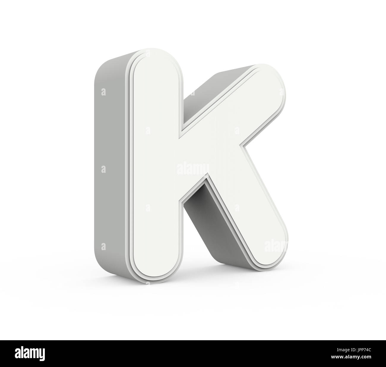 left tilt white letter K, 3D rendering graphic isolated on white ...