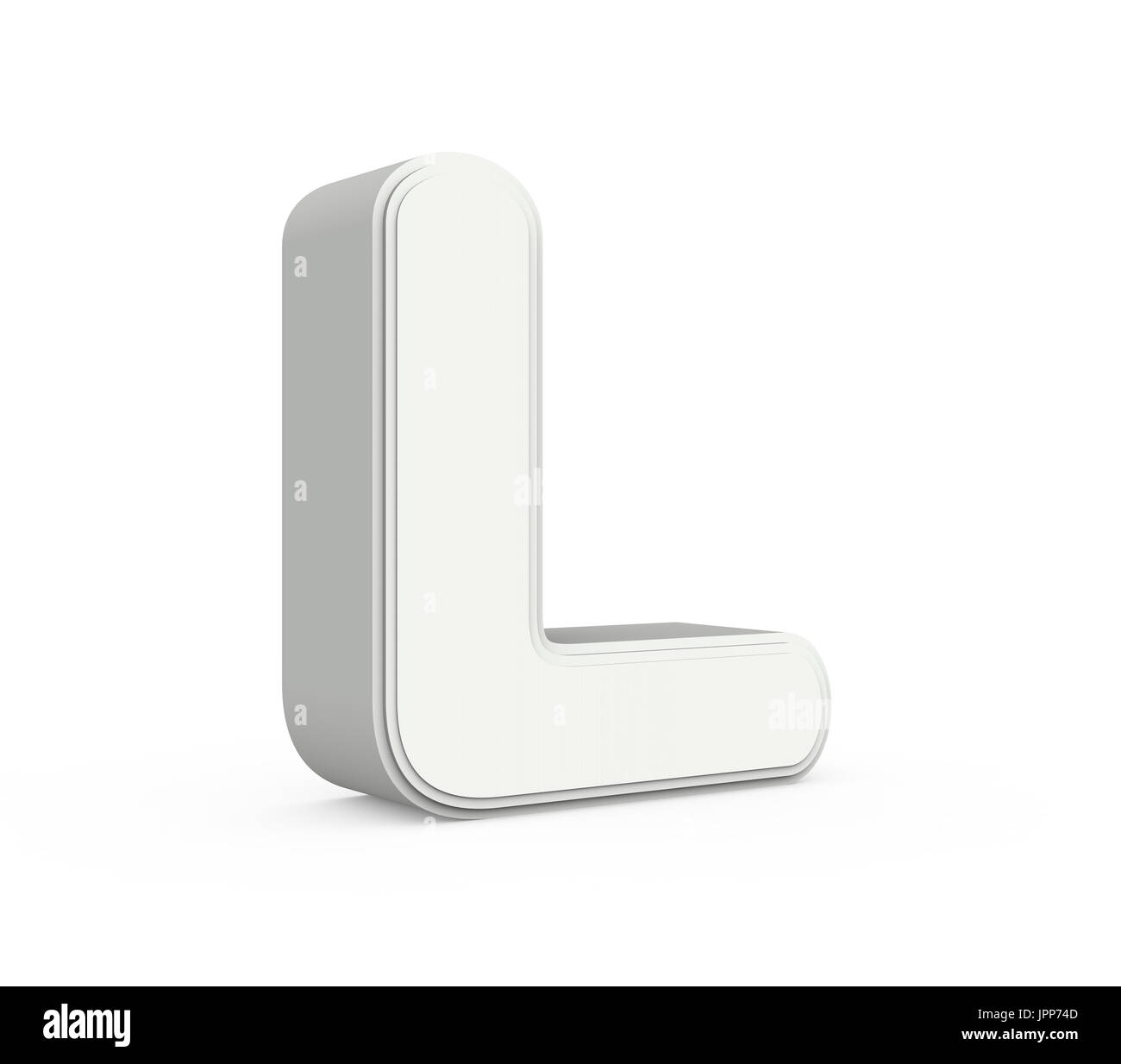left tilt white letter L, 3D rendering graphic isolated on white ...
