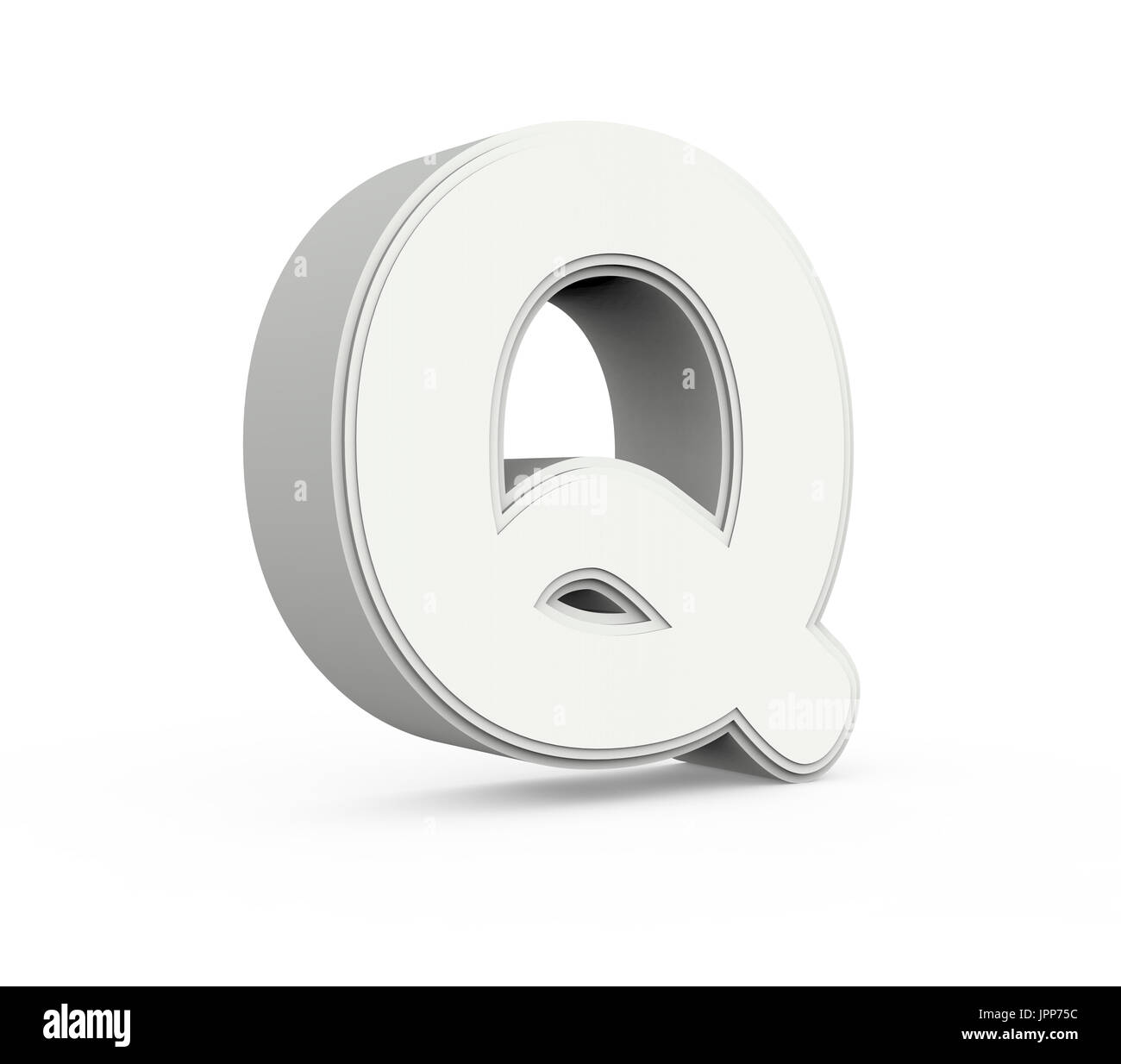 left tilt white letter Q, 3D rendering graphic isolated on white ...