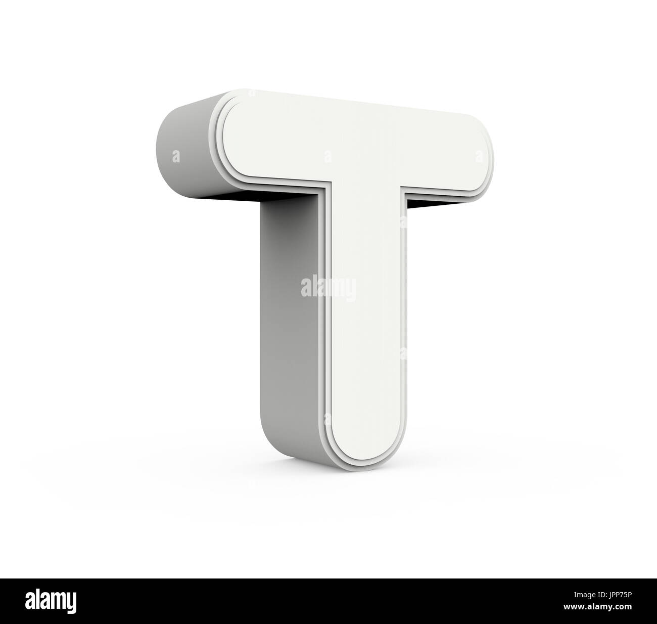 left tilt white letter T, 3D rendering graphic isolated on white ...
