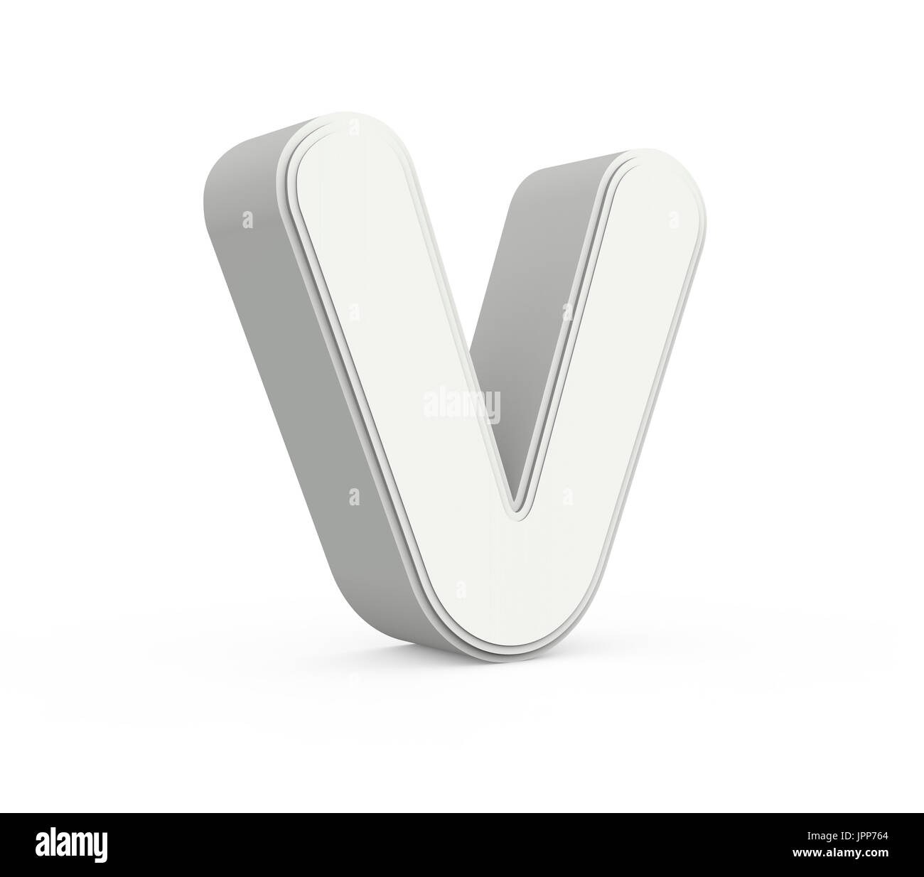 left tilt gray letter V, 3D rendering graphic isolated on white ...