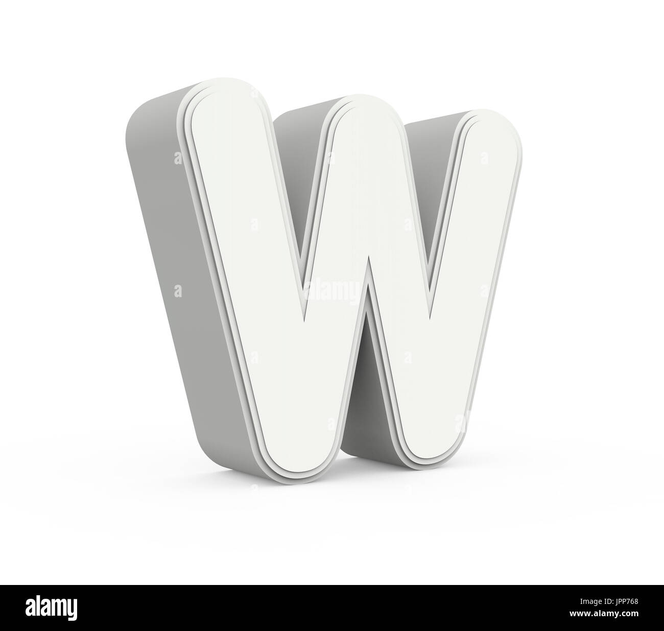 left tilt gray letter W, 3D rendering graphic isolated on white ...