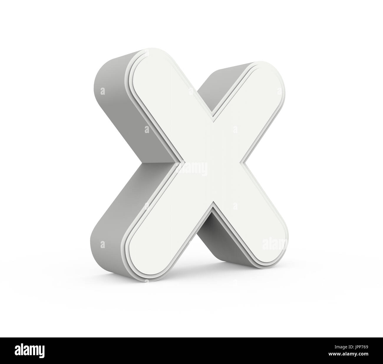 left tilt white letter X, 3D rendering graphic isolated on white background Stock Photo - Alamy