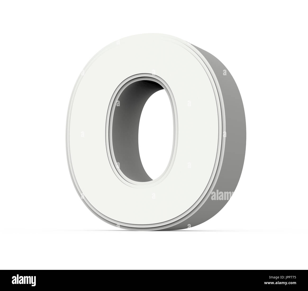 right tilt white number 0, 3D rendering graphic isolated on white ...