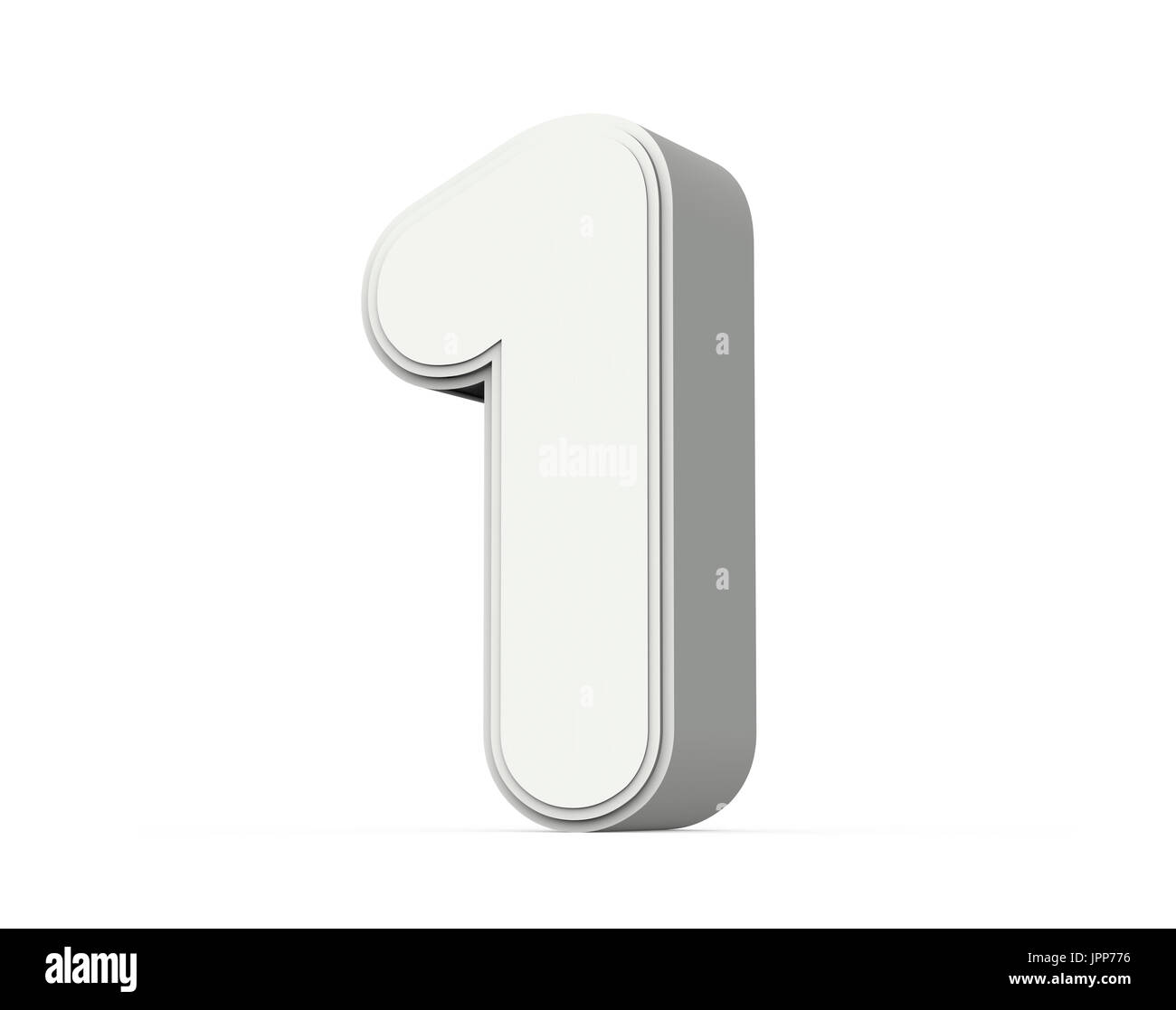 right tilt white number 1, 3D rendering graphic isolated on white ...