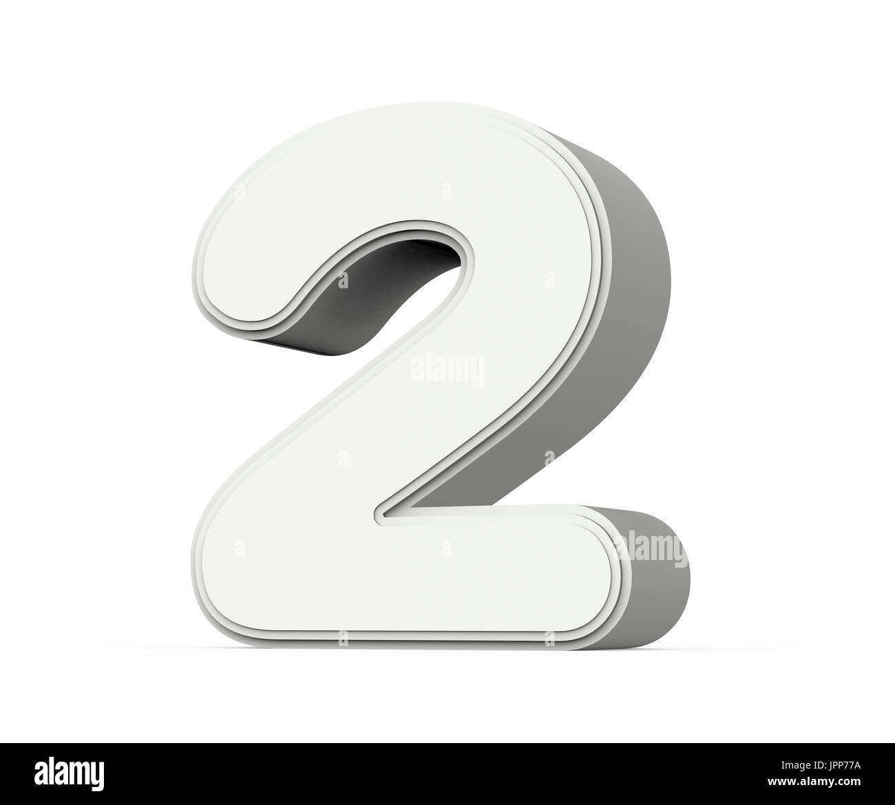 right tilt white number 2, 3D rendering graphic isolated on white ...