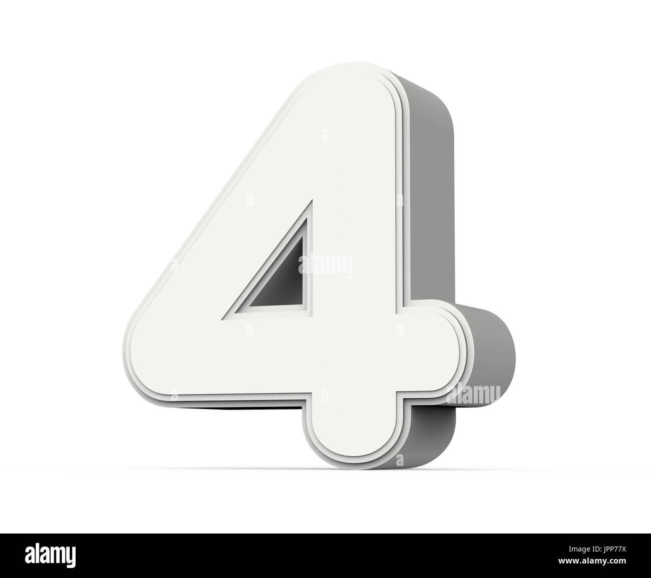 right tilt white number 4, 3D rendering graphic isolated on white ...