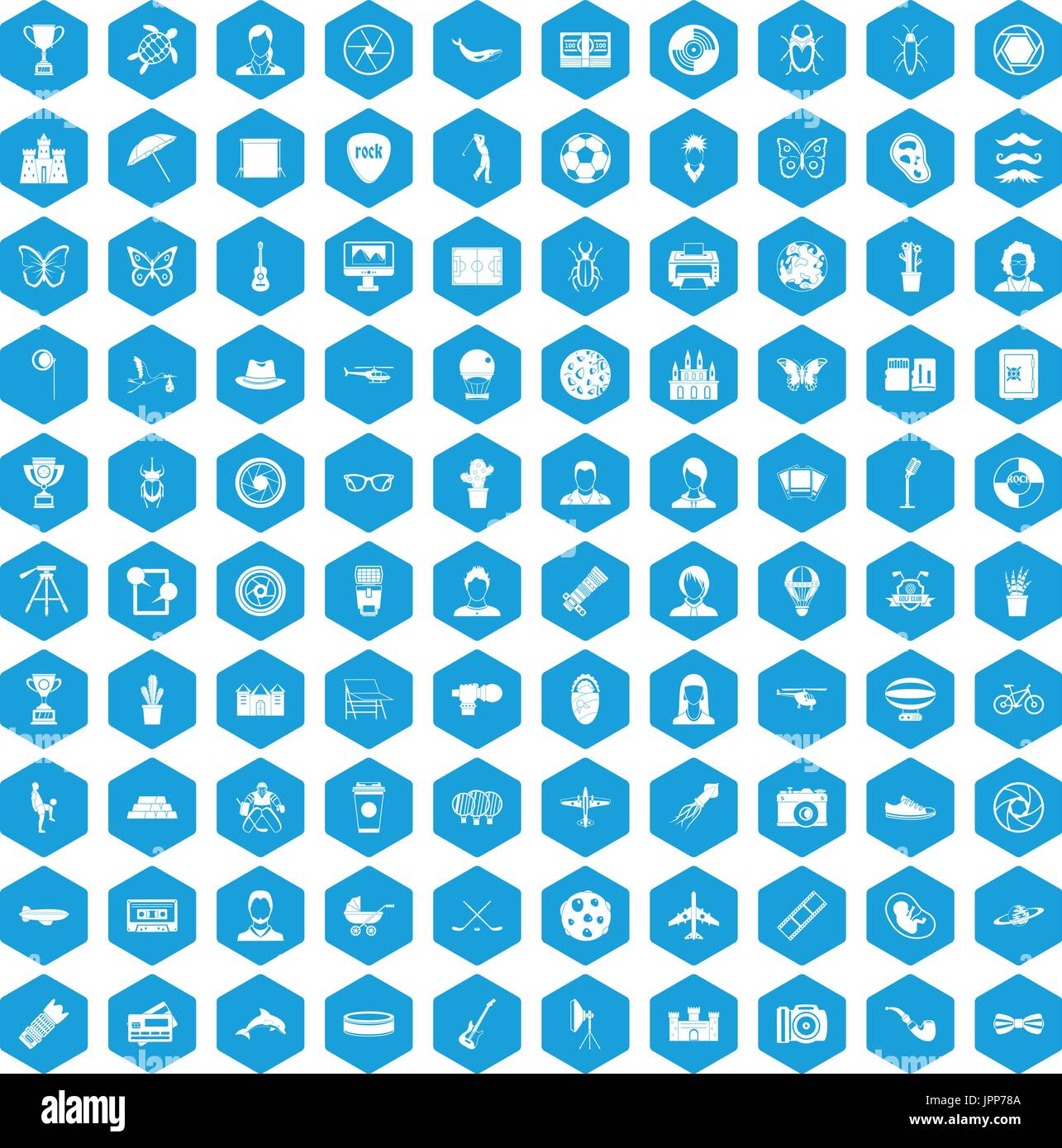 100 photo icons set blue Stock Vector Image & Art - Alamy