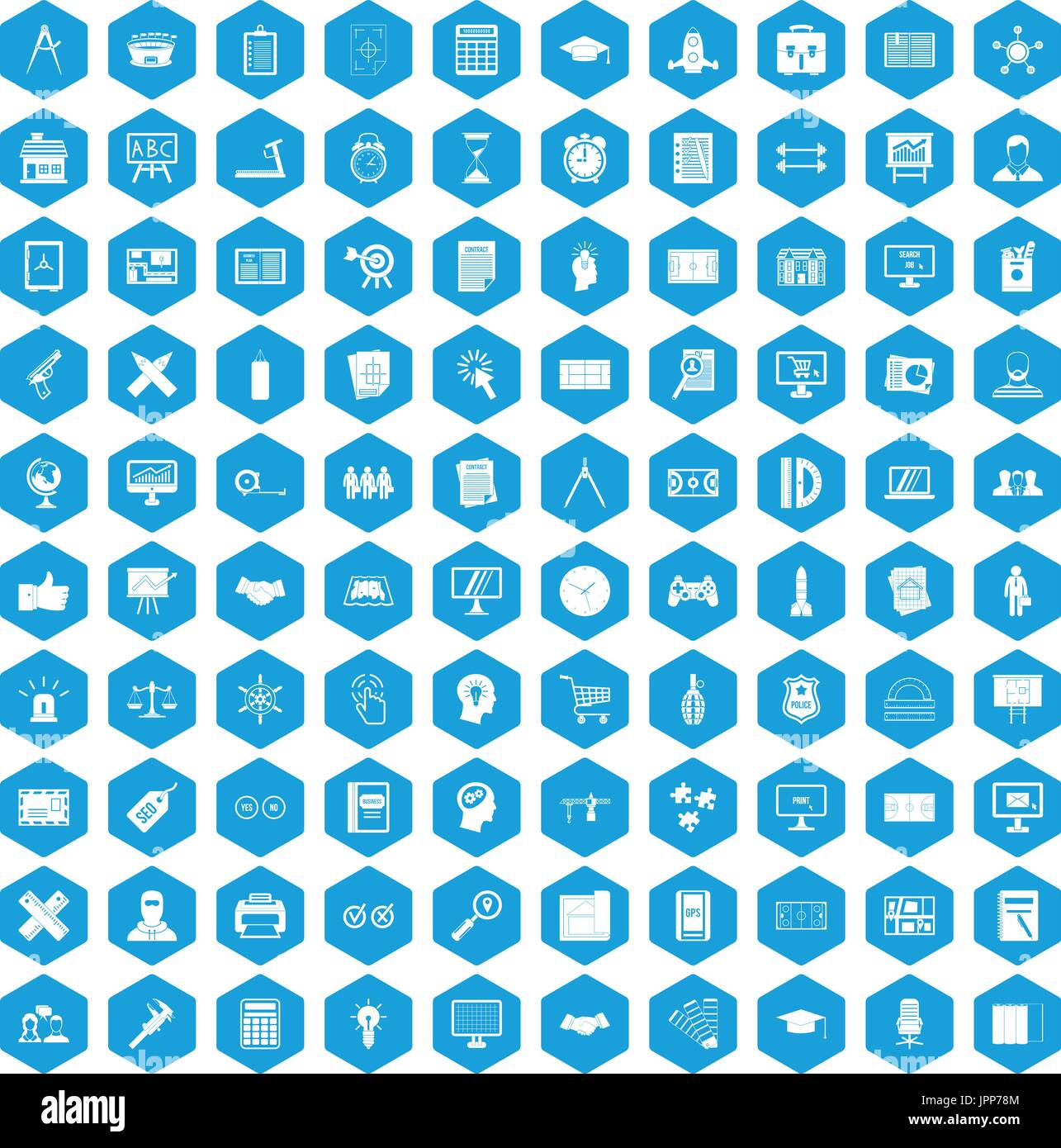 100 plan icons set blue Stock Vector Image & Art - Alamy