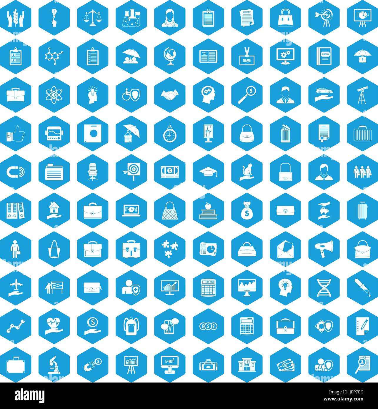 100 portfolio icons set blue Stock Vector Image & Art - Alamy