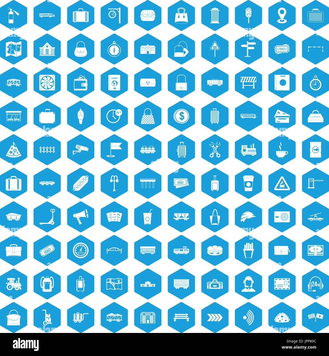 100 railway icons set blue Stock Vector Image & Art - Alamy