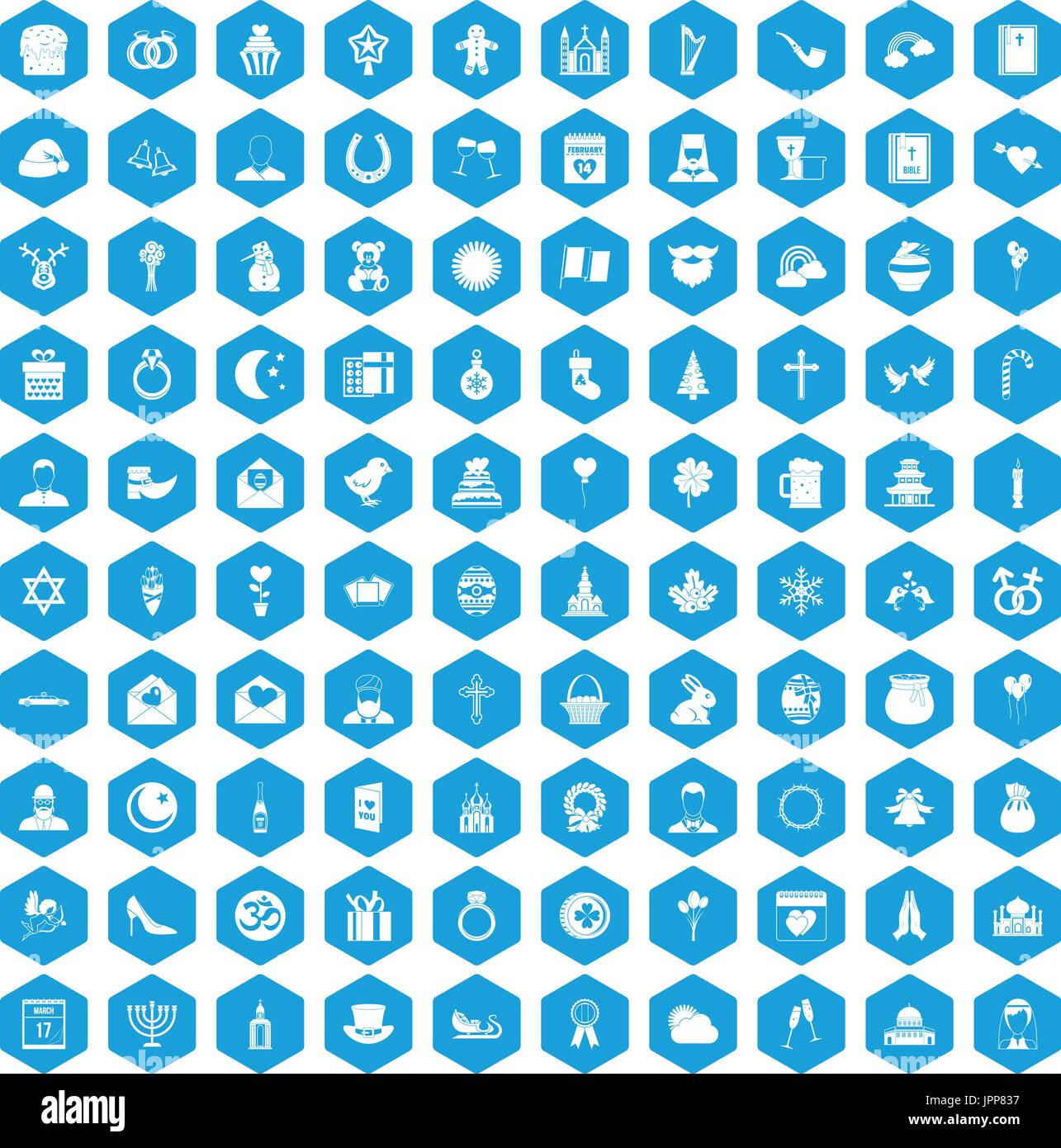 100 religious festival icons set blue Stock Vector Image & Art - Alamy