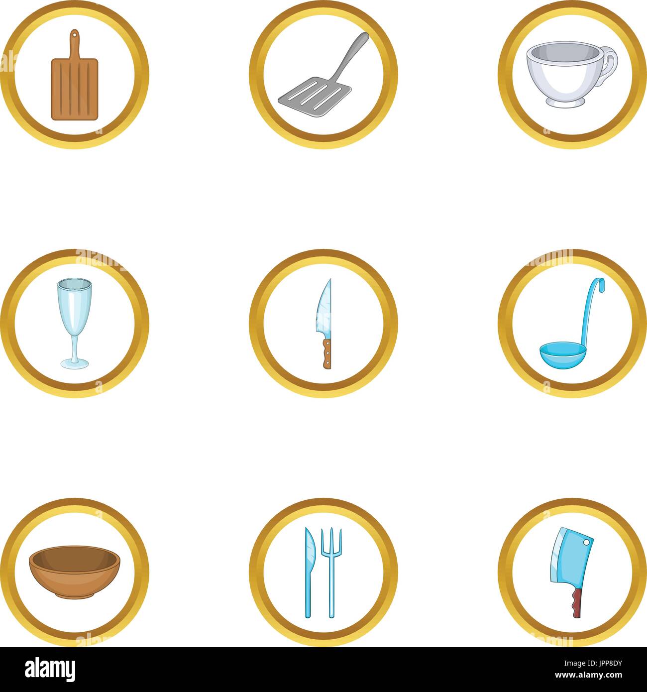 Tableware icons set, cartoon style Stock Vector Image & Art - Alamy