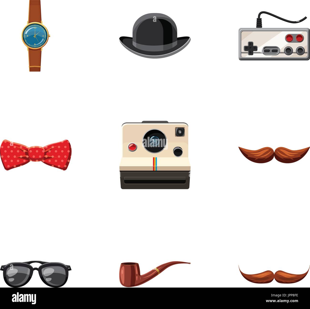 Hipster stickers icons set, cartoon style Stock Vector Image & Art - Alamy