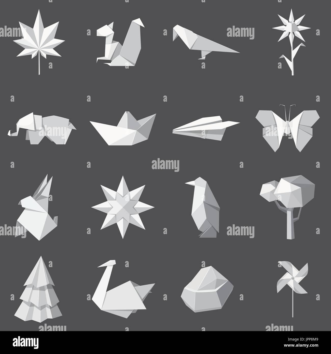 Origami icons set, cartoon style Stock Vector Image & Art - Alamy
