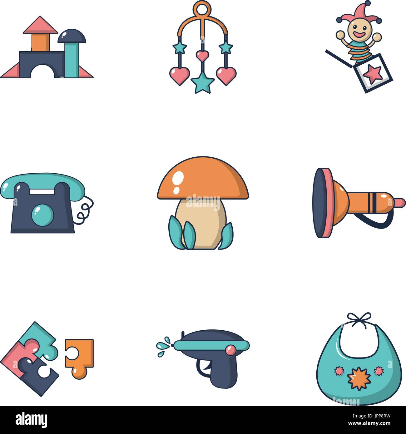 Girl toys icons set, flat style Stock Vector Image & Art - Alamy
