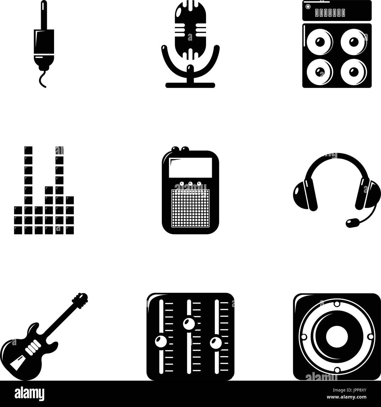 Sound accompaniment icons set, simple style Stock Vector Image & Art ...