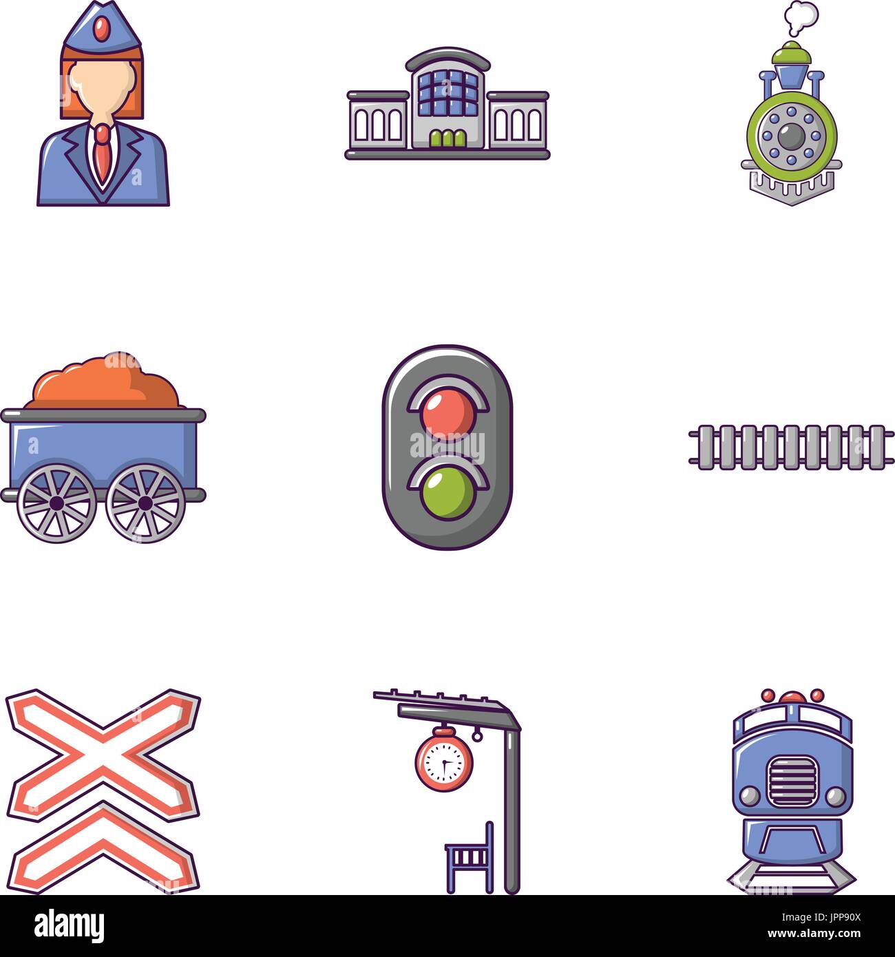 Railway work icons set, flat style Stock Vector Image & Art - Alamy
