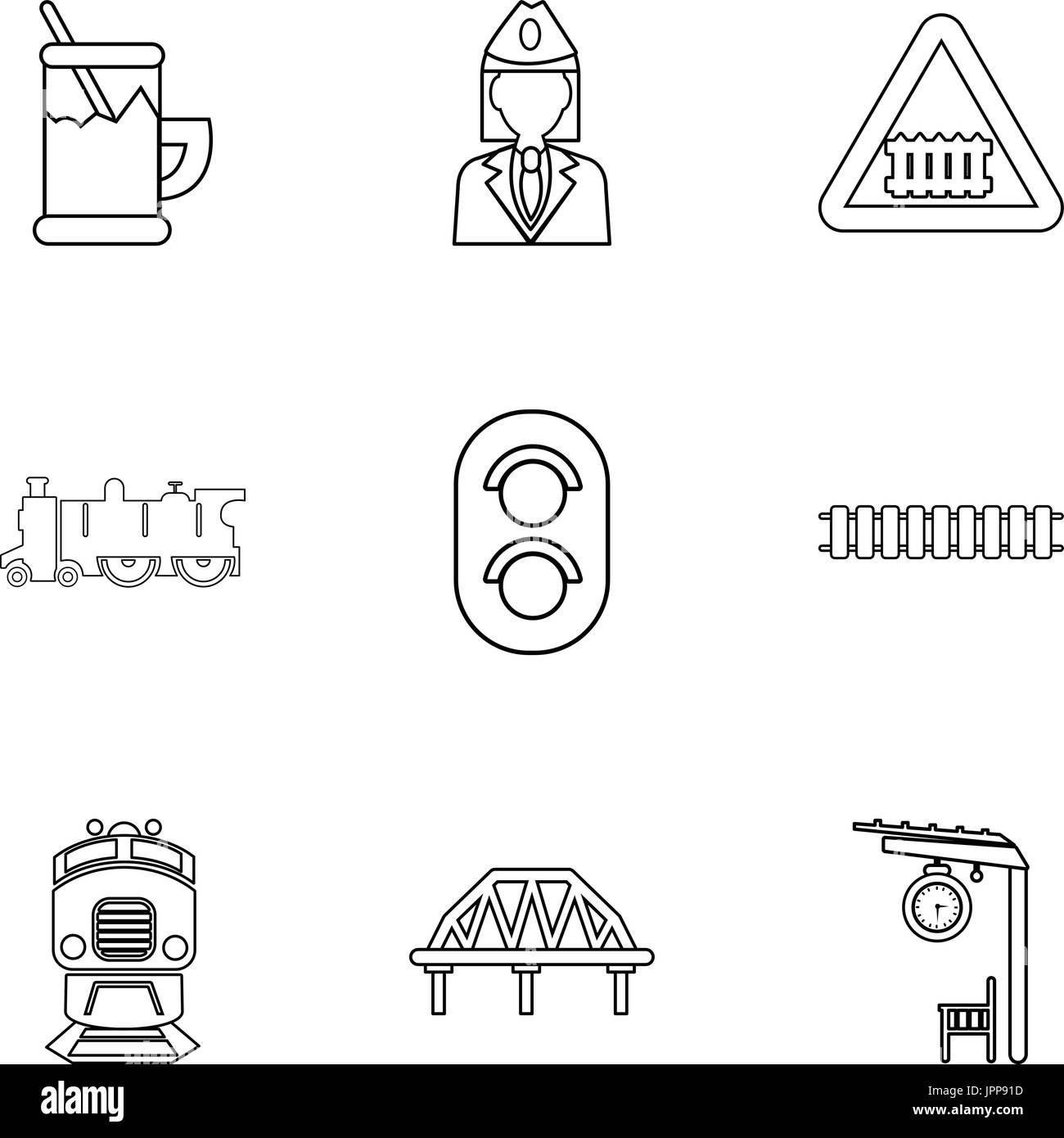 Railway work icons set, outline style Stock Vector Image & Art - Alamy