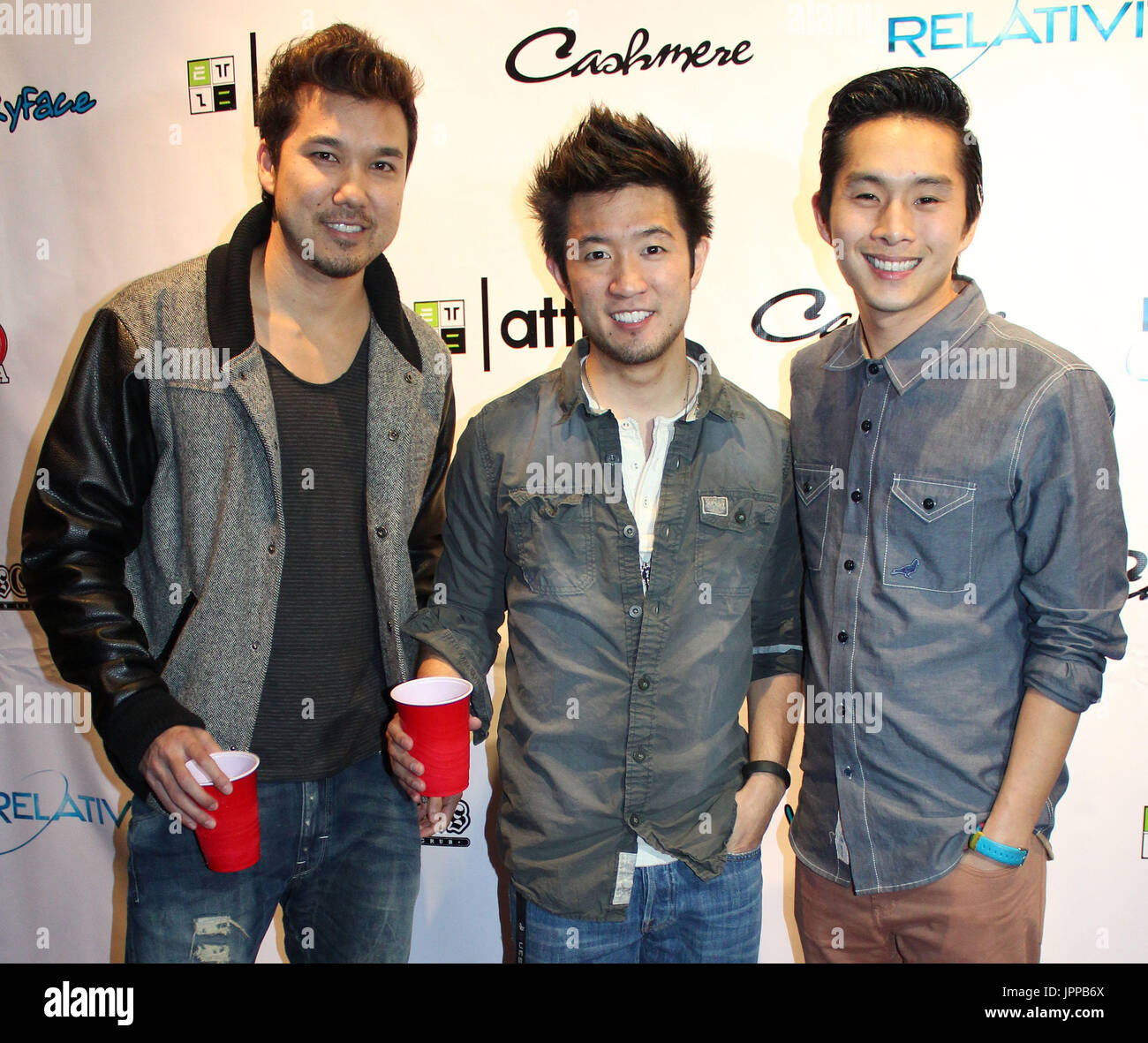 (l-r) Brian HIrano and Steve Terada of Quest Crew with Justin Chonat ...