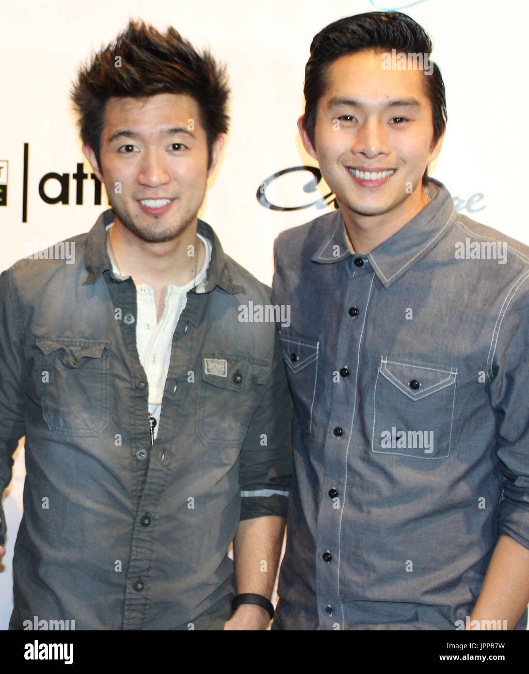 Steve Terada of Quest Crew with Justin Chon at the "21 and Over" Wild ...