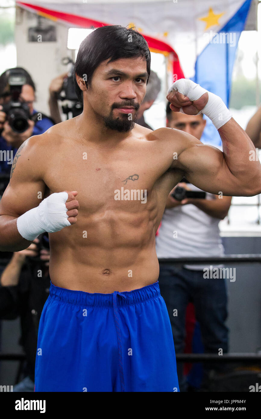 Manny Pacquiao attends his media workout at Wild Card Boxing Gym on ...