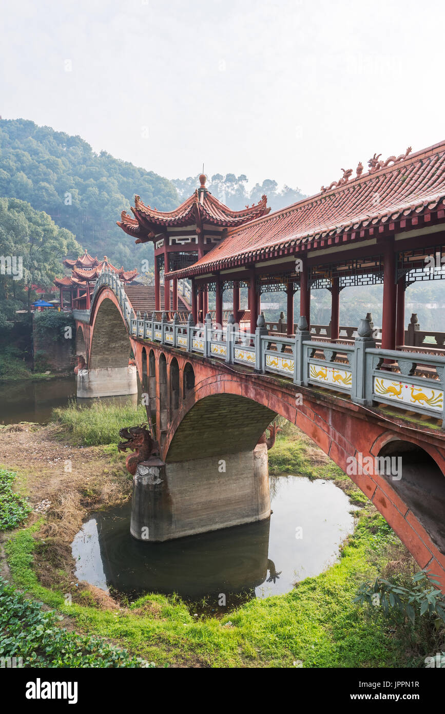 Leshan - Chengdu - Zhuoying ancient traditional bridge Stock Photo - Alamy