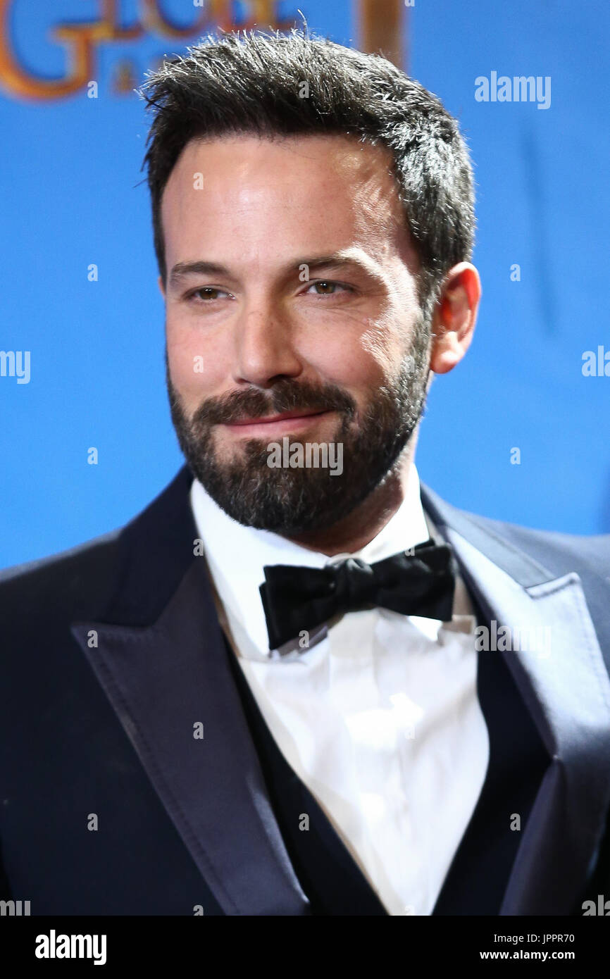 Ben Affleck poses in the press room at the 70th Annual Golden Globe ...