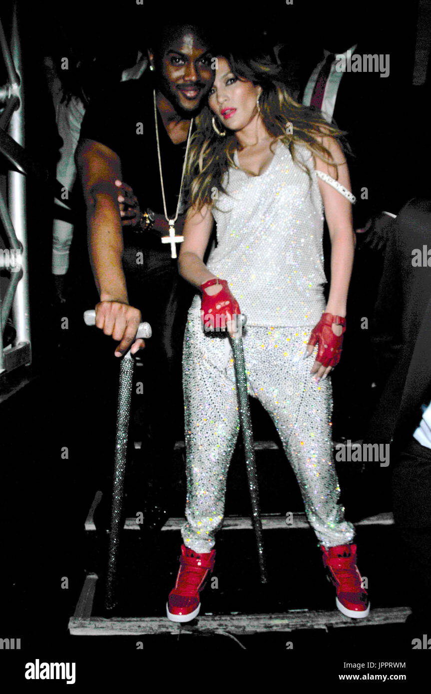 Jennifer Lopez with her Dancer backstage at the 14th Year Anniversary ...