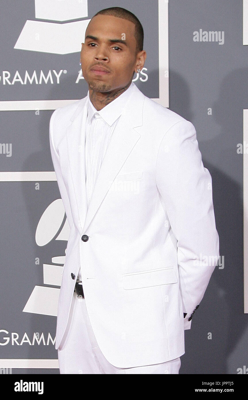 Chris Brown at the 55th Annual Grammy Awards held at the Staples Center ...
