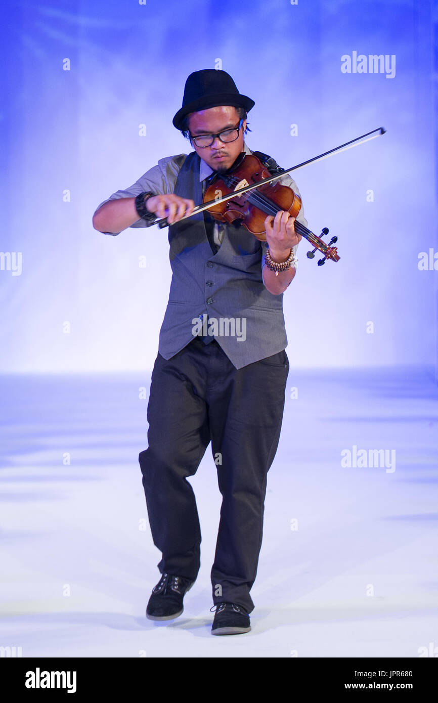 Corey performs on stage at ABS-CBN's LIFESTYLE NETWORK Los Angeles ...