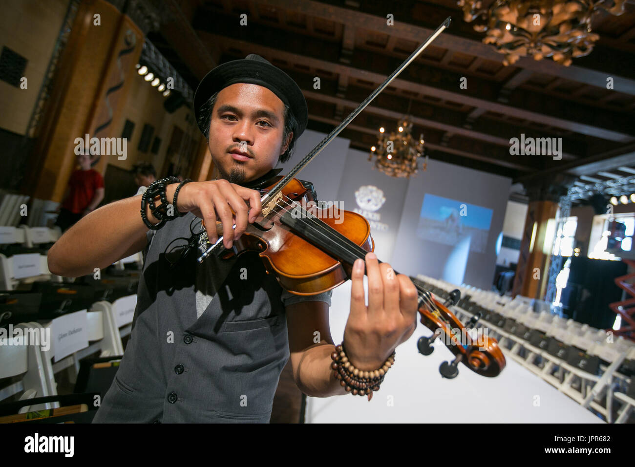 Corey performs on stage at ABS-CBN's LIFESTYLE NETWORK Los Angeles ...