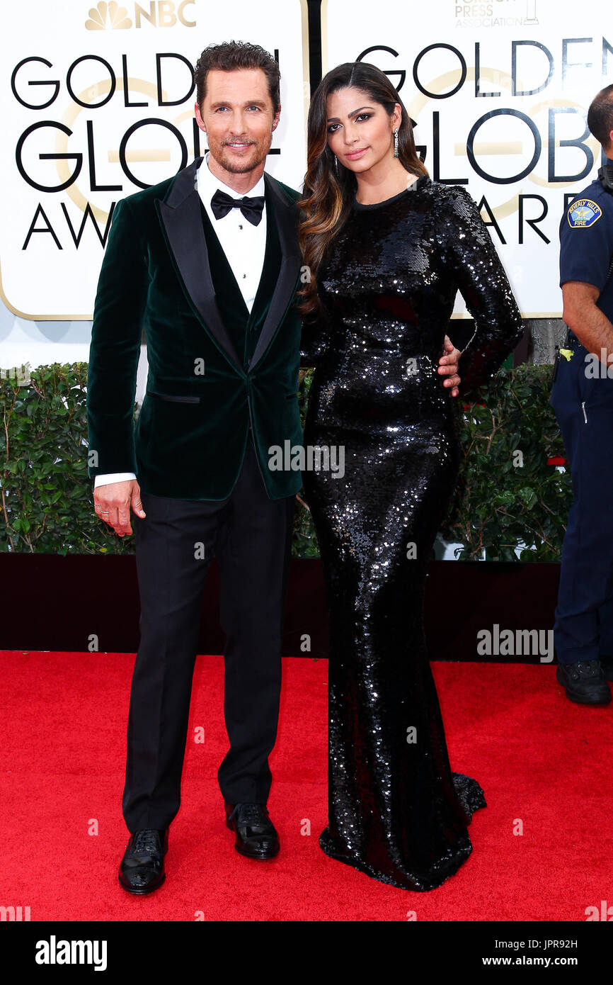 Matthew McConaughey and Camila Alves arrives at the 71st Annual Golden ...