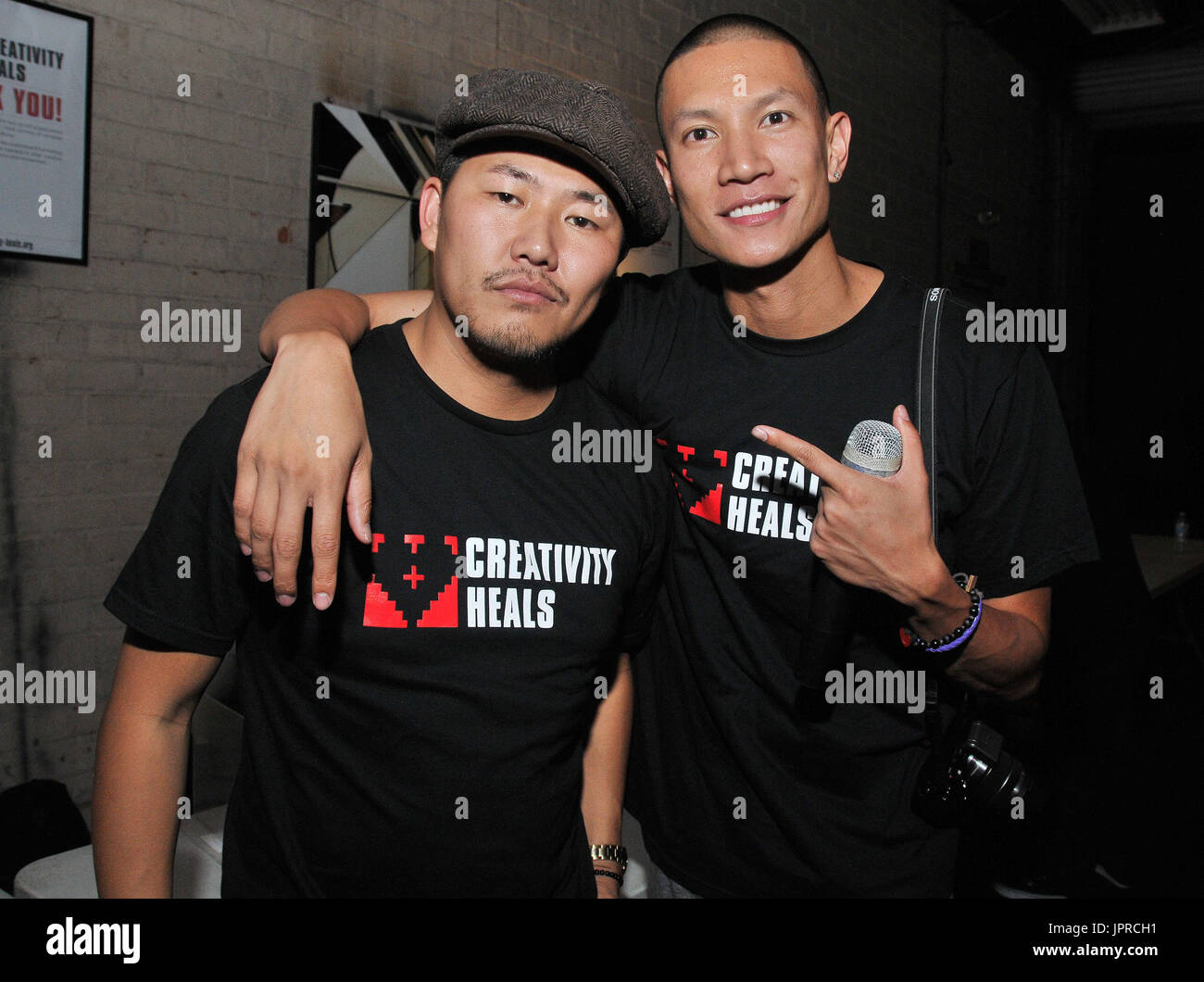 Emcees JD McElroy & TK Nguyen at the Creativity Heals Launch Event ...